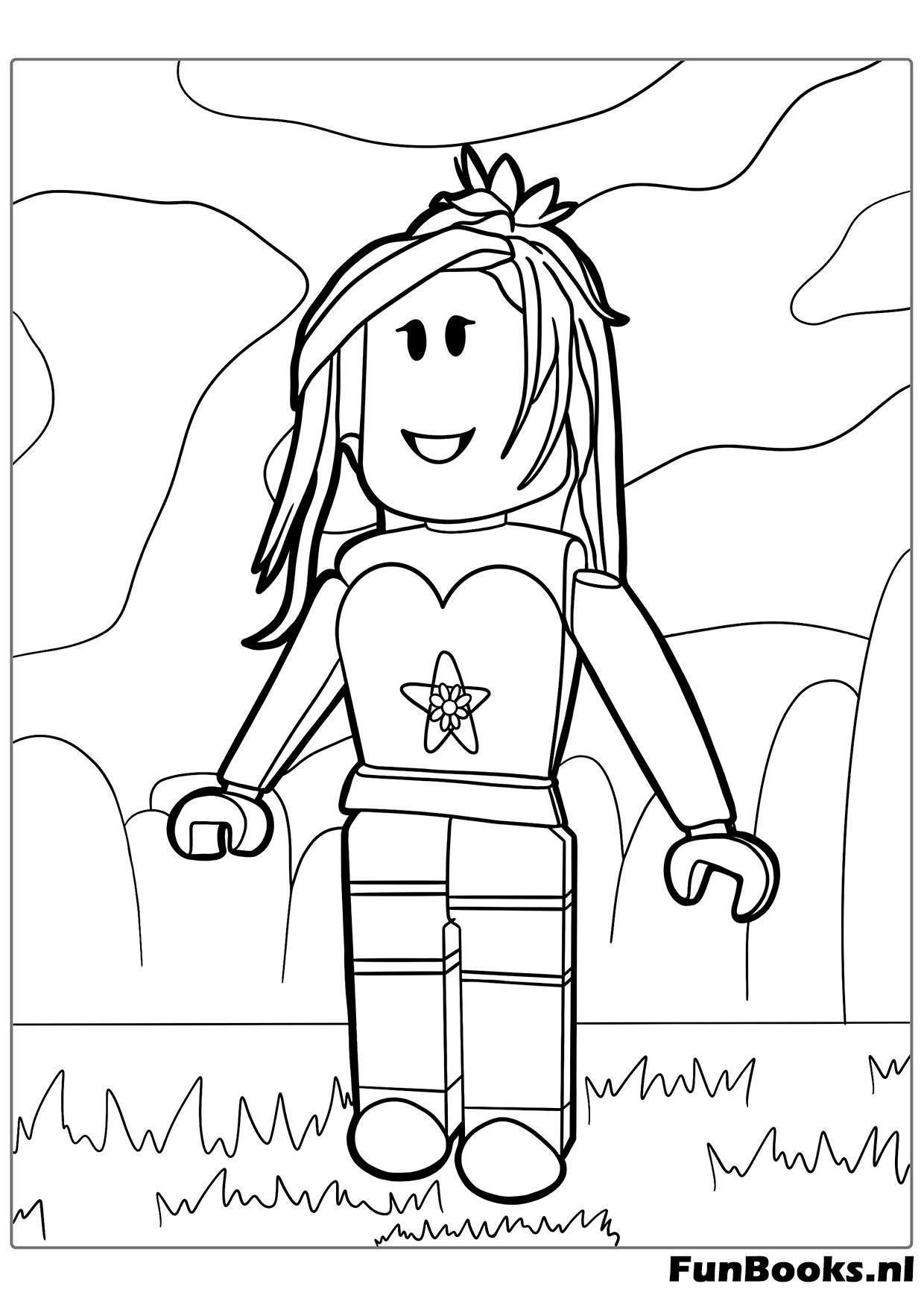 Roblox Meisje Avatar Staand Kleurplaat - Funbooks